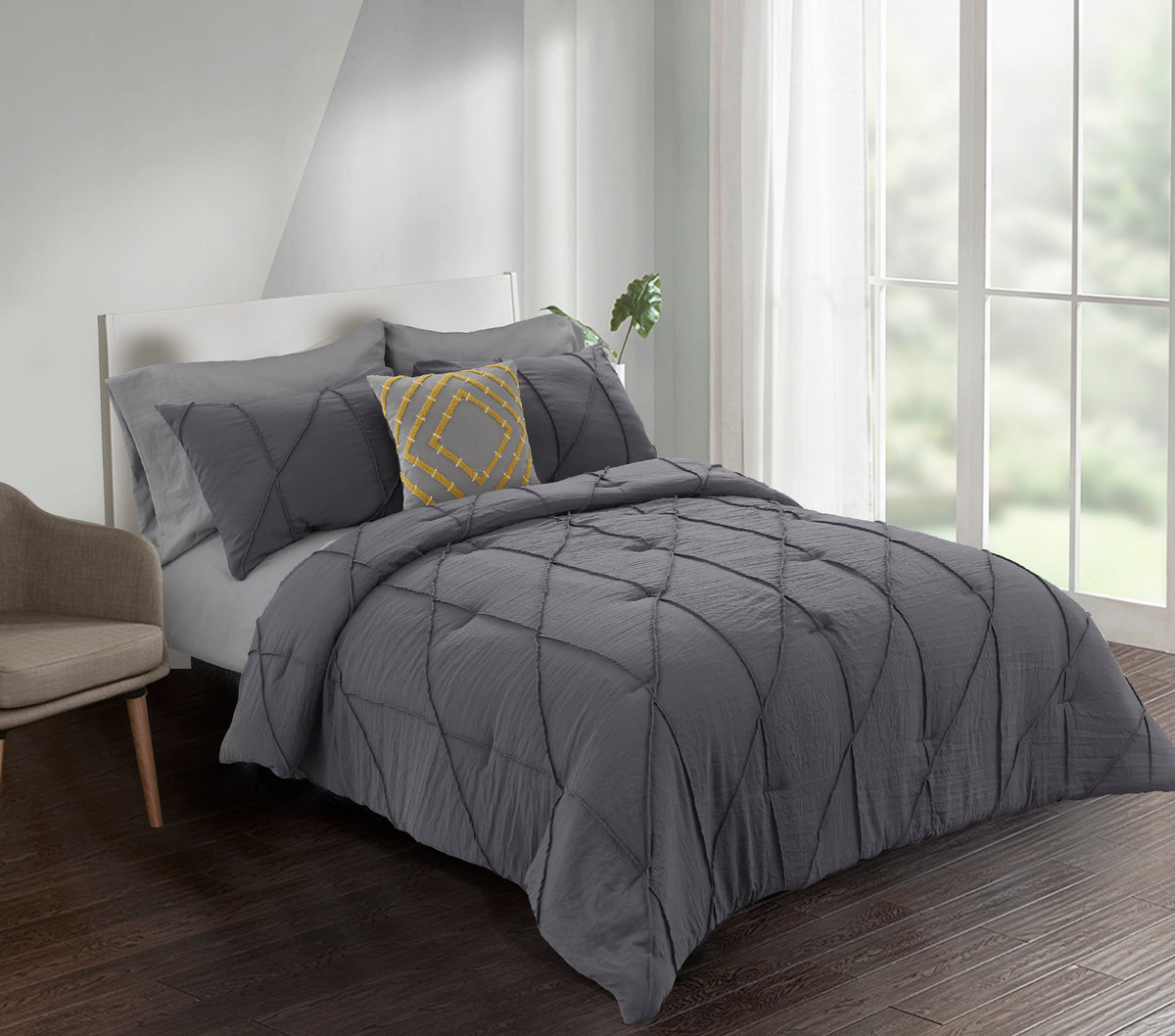 Nolan Washed Microfiber Comforter Set in Grey - Wonderhome